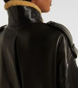 Khaite Sigi Shearling-trimmed Leather Jacket
