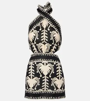 Johanna Ortiz Cutout Printed Minidress - Black