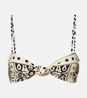 Johanna Ortiz Printed Bikini Top - Beige