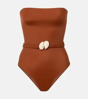 Johanna Ortiz Belted Swimsuit - Brown
