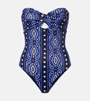 Johanna Ortiz Printed Cutout Swimsuit - Blue