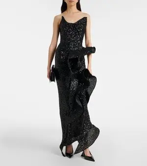 Maticevski Thistle Wave Ruffled Sequined Gown