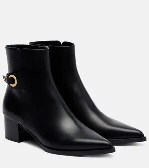 GIANVITO ROSSI Granada Leather Ankle Boots - Black