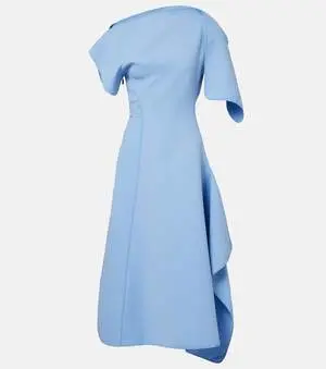 Maticevski Diadem Draped Midi Dress In Sky Bonded - Blue