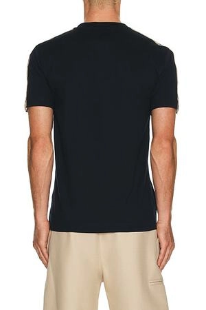 Burberry Check Sleeve Tee - Navy