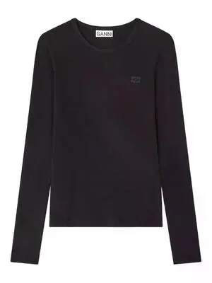 GANNI Rib Long-sleeve T-shirt - Black