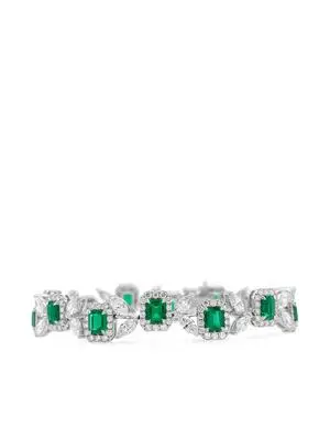 HYT JEWELRY Emerald And Diamond Tennis Bracelet In 18k White Gold - Silver