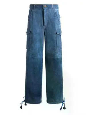 Etro Suede Cargo Trousers With Drawstring Detail - Blue