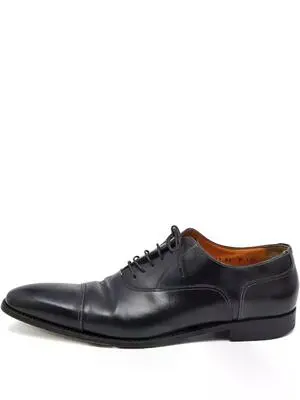 Santoni Leather Lace-up Oxford Shoes - Black