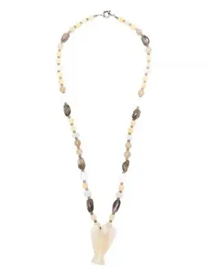 KUNDO Beaded Necklace With Angel Pendant - Silver