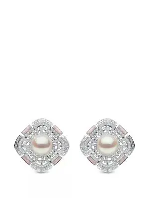 Yoko London South Sea Pearl And Diamond Earrings - Silver