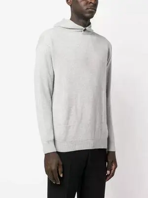 Malo Buttoned-hood Knit Sweater - Grey