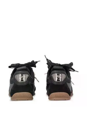 Pinko Lace-up Panelled Technical Fabric, Suede, And Leather Sneakers