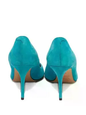 Alexander McQueen Suede Pointed-toe Stiletto Pumps With Gold-tone Toecap