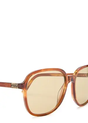 Miu Miu Acetate Square Frame Sunglasses - Brown