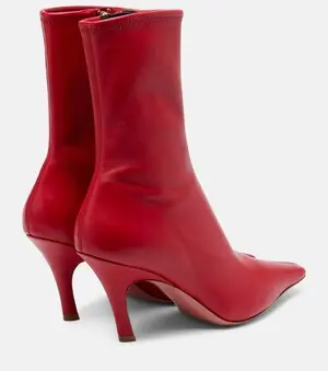 Amina Muaddi Jamie 80 Leather Ankle Boots - Red