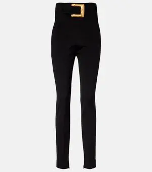 Balmain High-rise Slim Belted Pants - Black