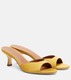 Staud Brigitte Satin Mules - Yellow