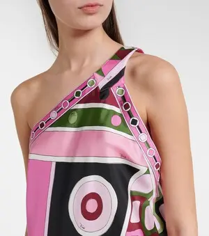 Emilio Pucci Vivara Asymmetric Silk Satin Mini Dress