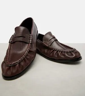 Saint Laurent Le Loafer Leather Penny Loafers - Brown