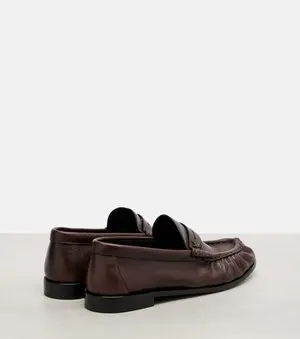 Saint Laurent Le Loafer Leather Penny Loafers - Brown