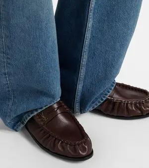 Saint Laurent Le Loafer Leather Penny Loafers - Brown