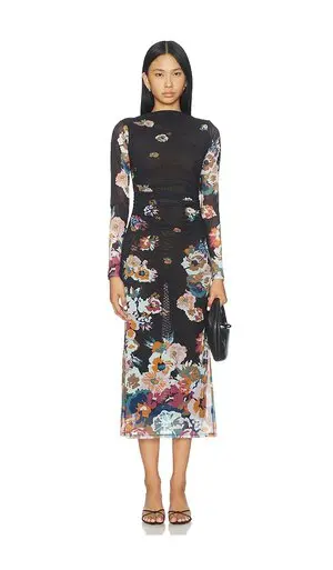 CLEOBELLA Lura Mesh Midi Dress - Black