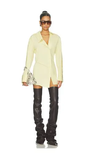 Attico Asymmetrical Shirt Mini Dress - Yellow