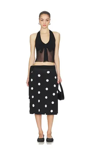 Frankies Bikinis May Mesh Halter Top With Bow Detail