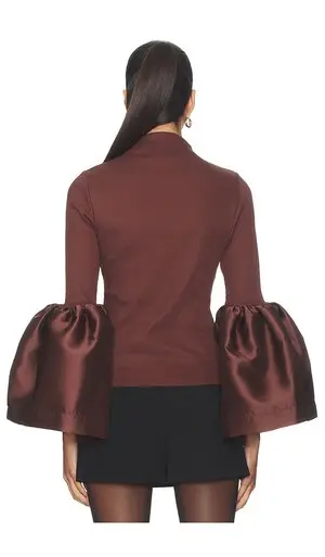 MARQUES' ALMEIDA Heavy Satin Turtleneck Puff Sleeve Top