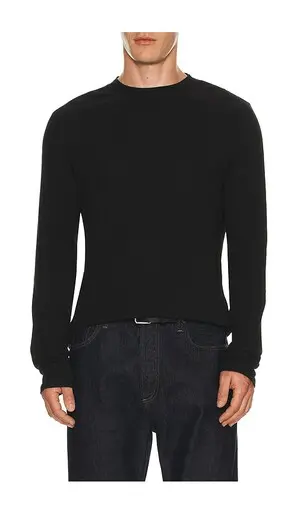 Nn07 Clive Waffle Knit Long Sleeve Tee - Black