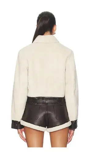 UNDERSTATED LEATHER Faux Shearling Cropped Jacket