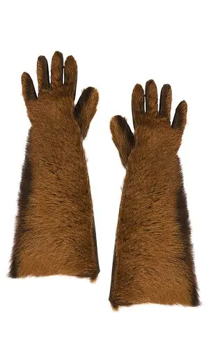 Magda Butrym Leather And Fur Gloves - Brown