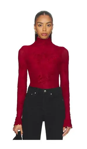 Free People Floral Mesh Long Sleeve Top