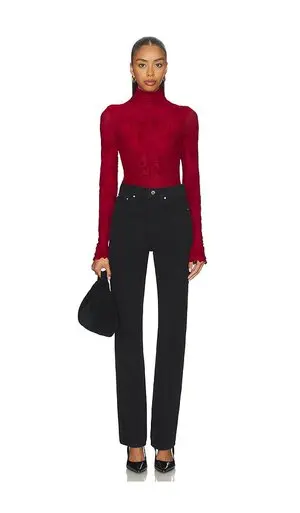 Free People Floral Mesh Long Sleeve Top