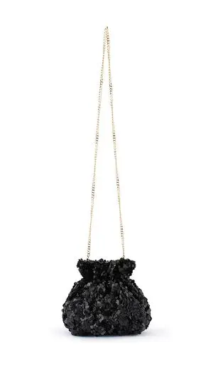 OLGA BERG Mattie Sequin Pouch With Gold-tone Accents - Black