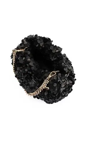 OLGA BERG Mattie Sequin Pouch With Gold-tone Accents - Black