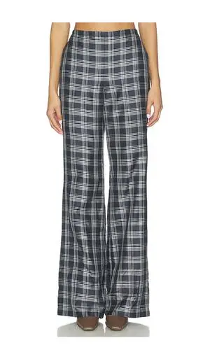 Theory Plaid Satin Trousers