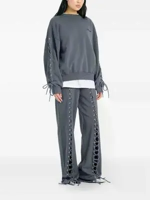 ROTATE BY BIRGER CHRISTENSEN Lace-up Crewneck Sweatshirt - Grey
