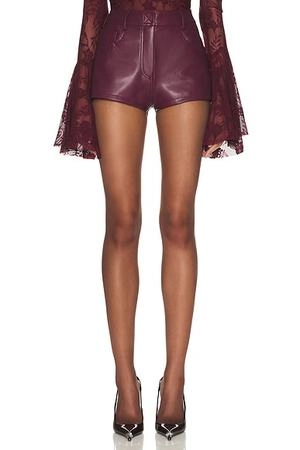 Norma Kamali High Waisted Faux Leather Shorts - Plum