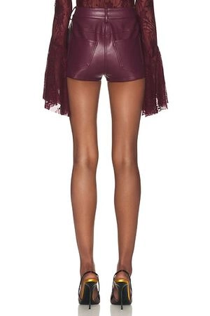 Norma Kamali High Waisted Faux Leather Shorts - Plum