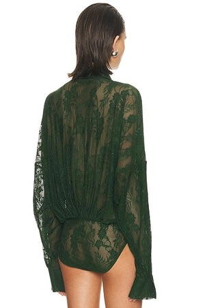 Norma Kamali Super Oversized Boyfriend Bow Bodysuit
