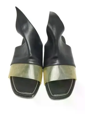 Balenciaga Leather High Shaft Open Toe Slide Sandals