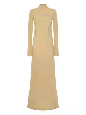TALLER MARMO Ziegfeld Embellished High-neck Maxi Dress - Neutrals