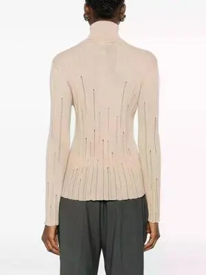 RAME Roll Neck Openwork Fine Knit Sweater