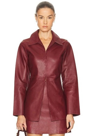 BY MALENE BIRGER Alleys Leather Shirt - Cabernet