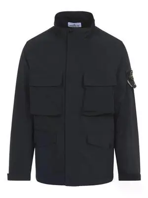 Stone Island High Neck Flap Pocket Jacket - Black