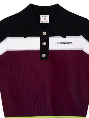 Casablanca Colour Block Ribbed Knit Polo Shirt