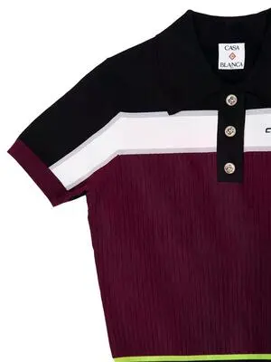 Casablanca Colour Block Ribbed Knit Polo Shirt