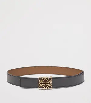 Loewe Leather Reversible Anagram Bombé Belt - Brown